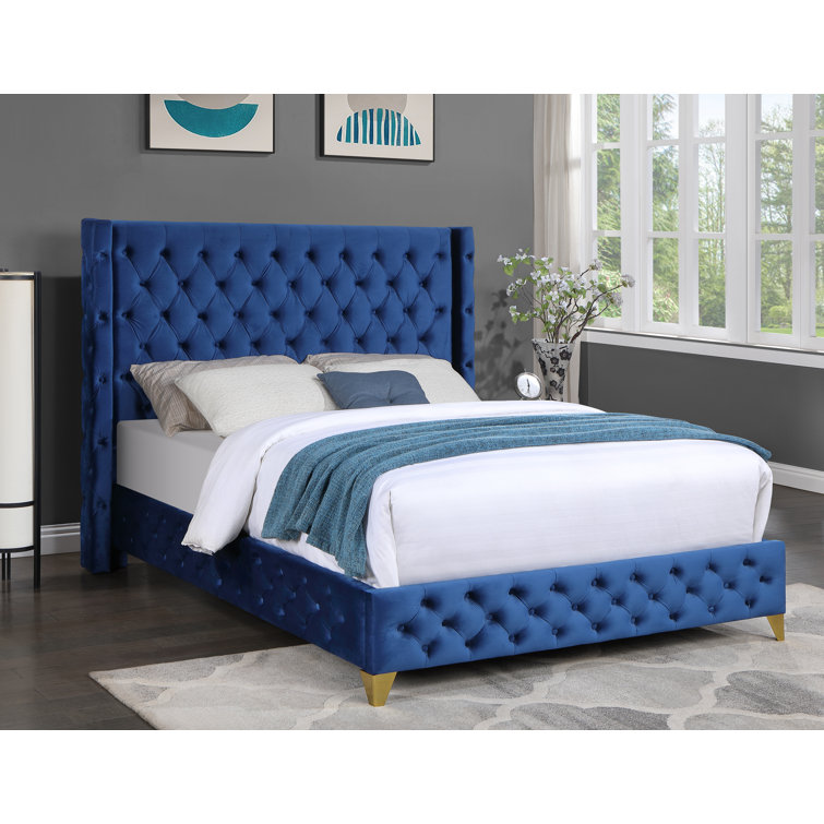 Wayfair blue velvet headboard store
